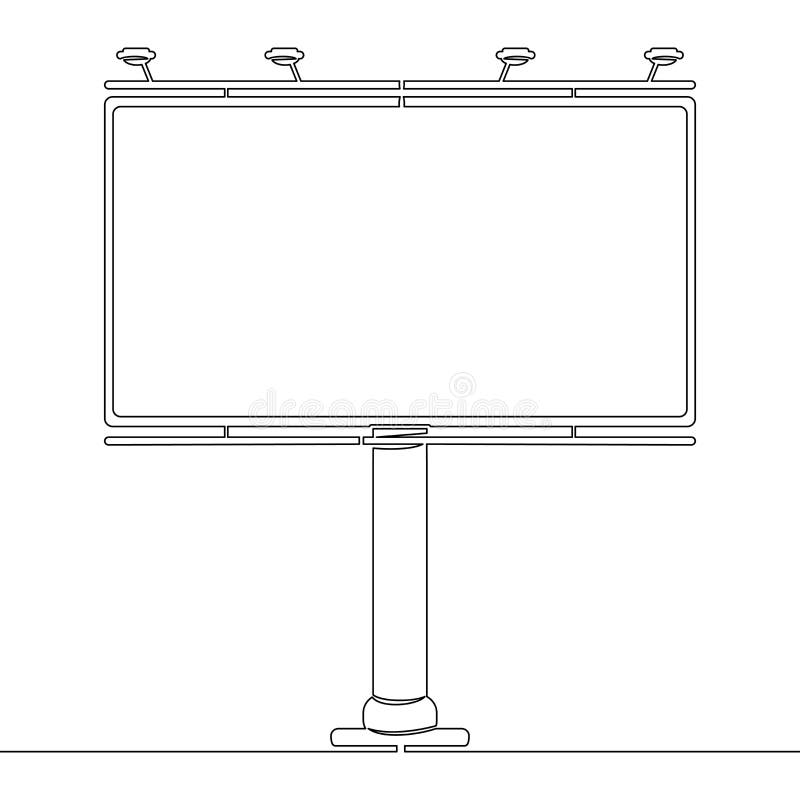 Continuous One Line Drawing Billboard Concept Stock Vector ...