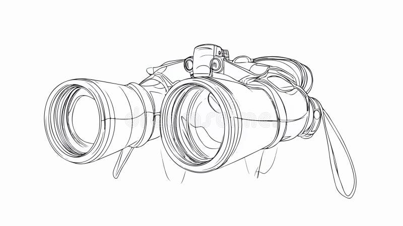 Continuous One Line Drawing of Binocular Stock Illustration ...