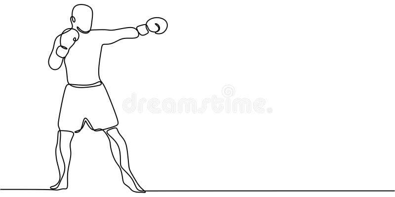 Continuous One Line Drawing of a Boxer Delivering a Powerful Punch ...
