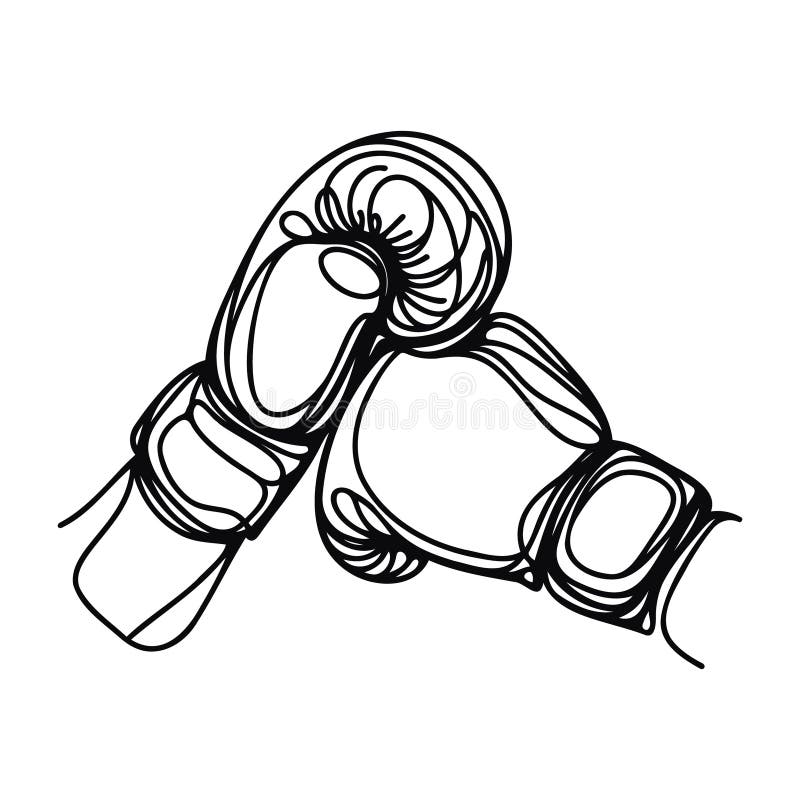 Continuous One Line Drawing of Boxing Gloves. Stock Vector ...