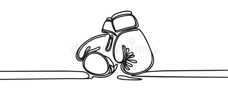 Continuous One Line Drawing of Boxing Gloves. Stock Illustration ...