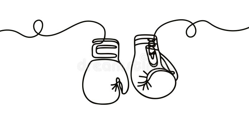 Continuous One Line Drawing of Boxing Gloves. a Boxing Gloves Single ...