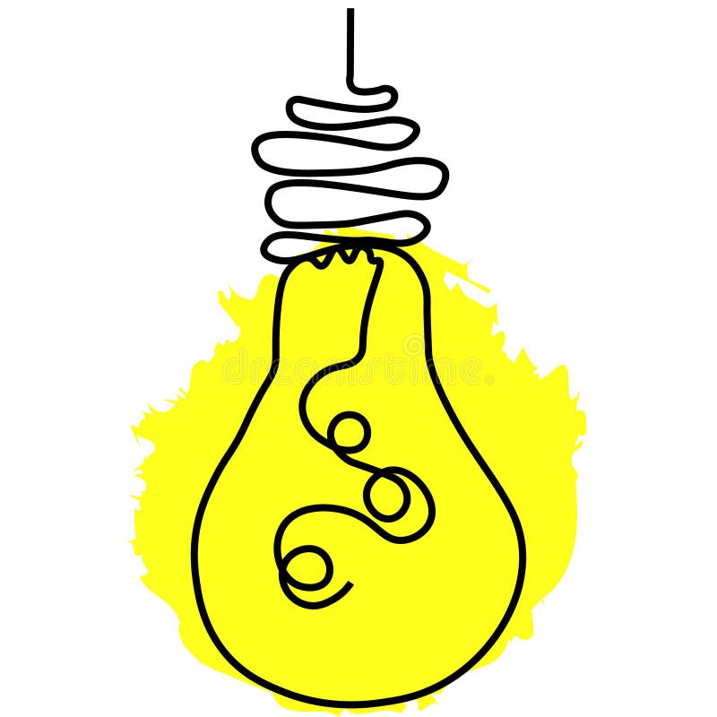 Continuous One Line Drawing Bulb Lamp Colour Stock Vector ...