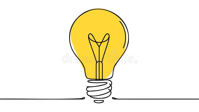 Continuous One Line Drawing Bulb Lamp Vector Illustration Minimalism ...
