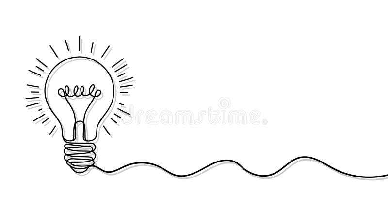 Continuous One Line Drawing Bulb Lamp Vector Illustration Minimalism ...