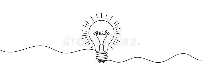 Continuous One Line Drawing Bulb Lamp Vector Illustration Minimalism ...