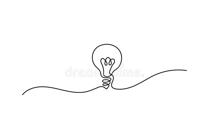 Continuous One Line Drawing Bulb Lamp Vector Illustration Minimalism ...