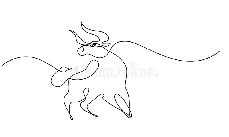 Bull Continuous Line Outline Stock Illustrations – 339 Bull Continuous ...