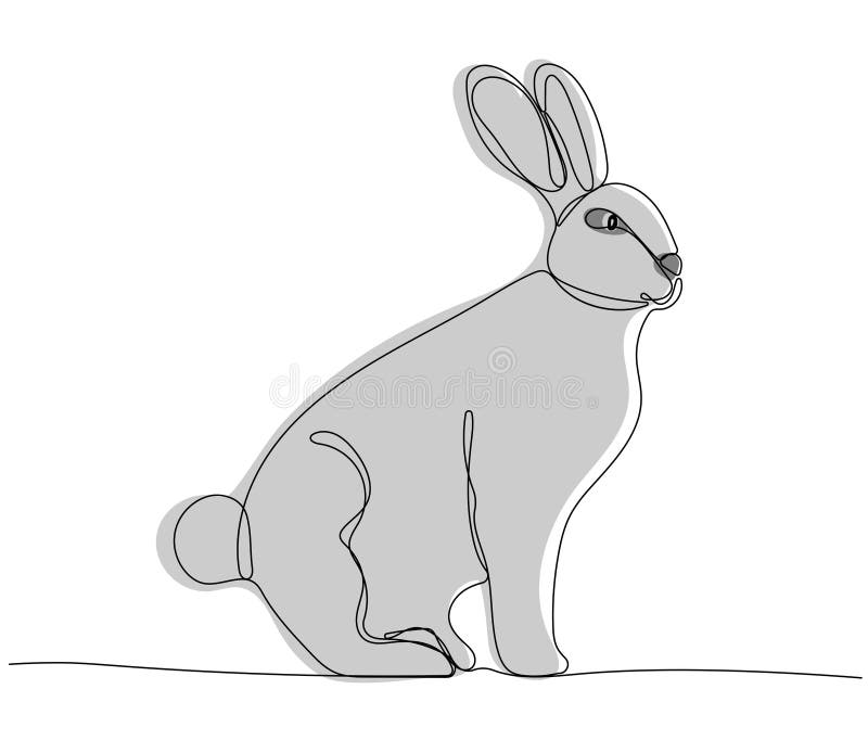 Continuous One Line Drawing of Bunny or Rabbit Stock Vector ...