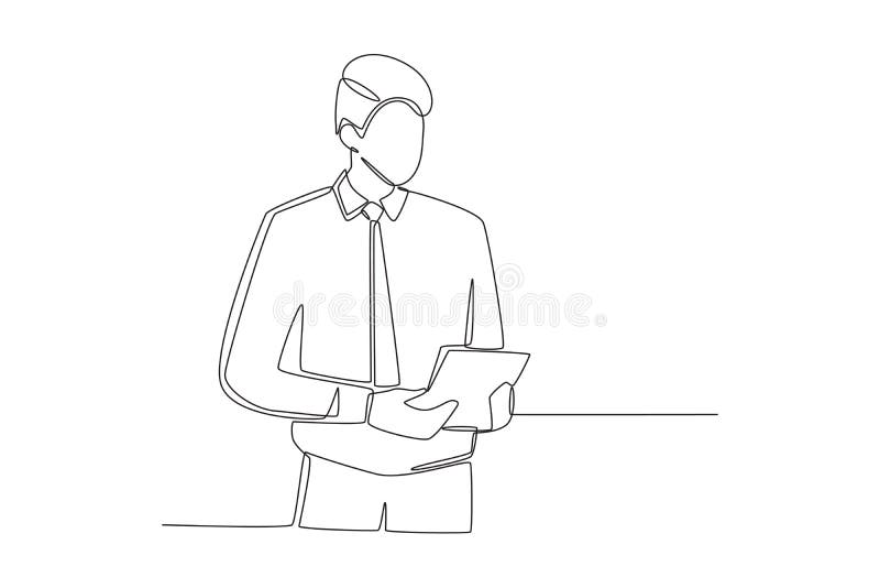 Businessman in Formal Uniform Holding and Checking Workflow Records ...