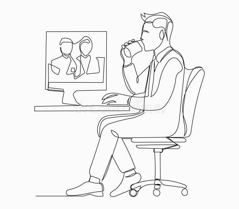 Continuous One Line Drawing of Businessman Meeting with His Client ...