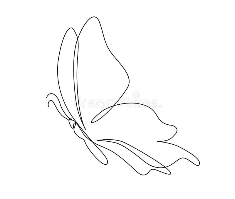 Continuous One Line Drawing of Butterfly. Simple Butterfly Line Art ...