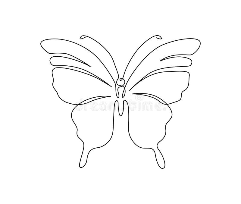 Continuous One Line Drawing of Butterfly. Simple Butterfly Line Art ...