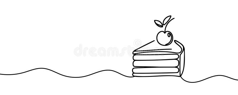 Continuous One Line Drawing of Cake. Concept for Cafe, Bakery ...