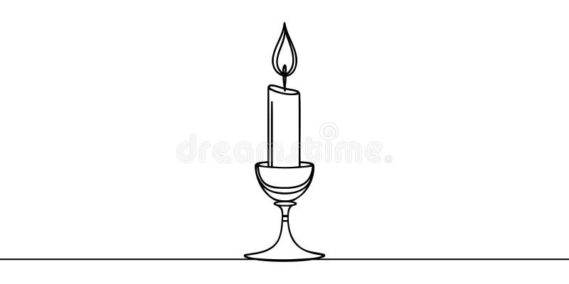 Continuous One Line Drawing of Candle in a Candlestick Stock ...