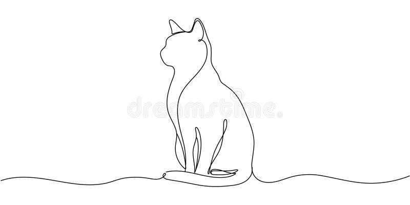 Continuous One Line Drawing of a Cat Editable Stroke Stock Illustration ...