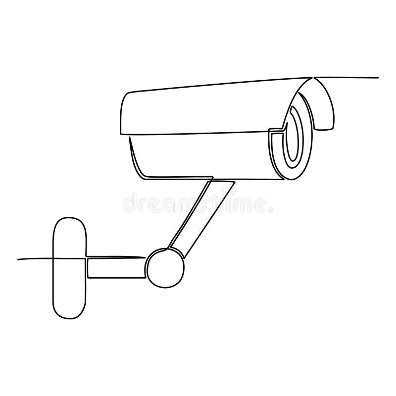 Continuous One Line Drawing of CCTV Camera. Vector Illustration Stock ...