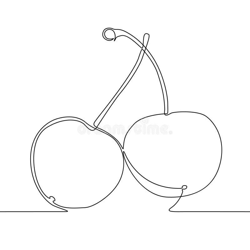 Continuous One Line Drawing Cherry, Berry. Vector Illustration Stock ...