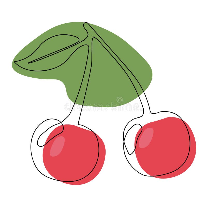 Continuous One Line Drawing Cherry. Vector Illustration Stock Vector ...