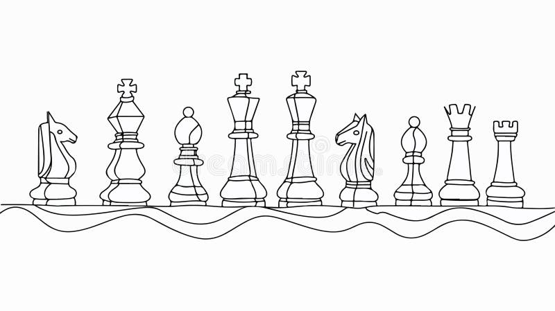 Elegant Continuous Chess Piece Line Drawing for Professional ...