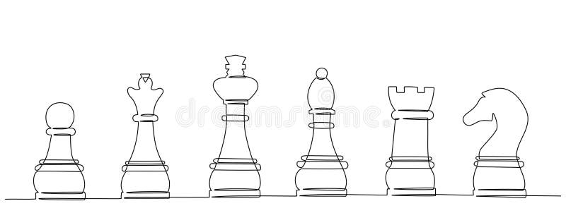 Continuous One Line Drawing Of Chess Pieces Vector Illustration Stock Vector Illustration Of