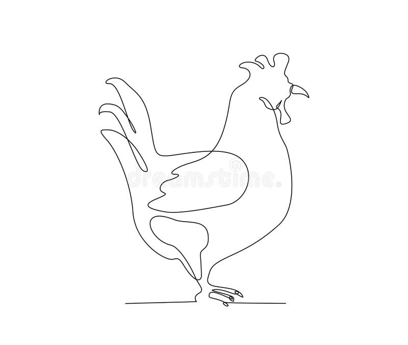 Continuous One Line Drawing of Chicken. Chicken- Hen Simple Line Art ...