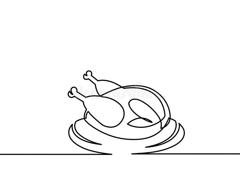 Plate Of Food With Chicken Clipart Bw