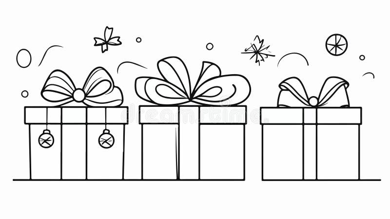 Continuous One Line Drawing of Christmas Gift Stock Vector ...