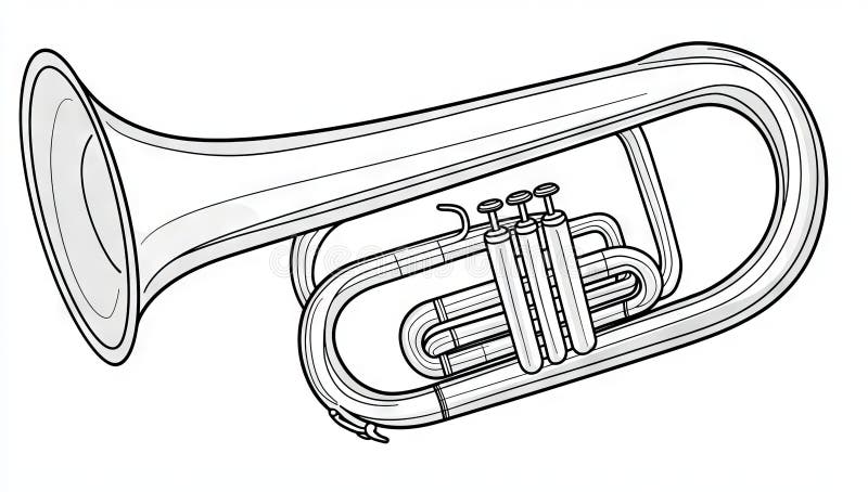 A Continuous One-line Drawing of a Classical Baritone Horn Stock Image ...