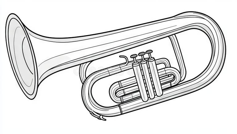 A Continuous One-line Drawing of a Classical Baritone Horn Stock Image ...