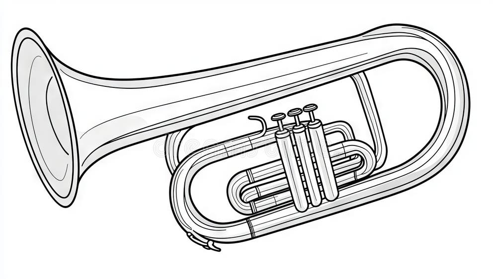A Continuous One-line Drawing of a Classical Baritone Horn Stock Image ...