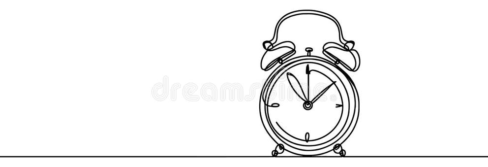 Continuous One Line Drawing of Clock. Clock Linear Icon Stock ...
