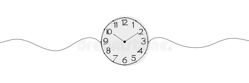 Continuous One Line Drawing Clock Icon with Doodle Handdrawn Style ...