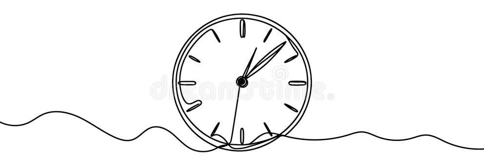 Continuous One Line Drawing of Clock. Clock Linear Icon Stock Vector ...