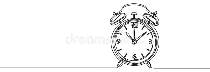 Continuous One Line Drawing of Clock. Clock Linear Icon Stock Vector ...
