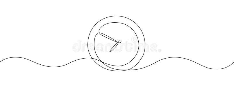 A Continuous One Line Drawing of a Clock. Vector Illustration Handdrawn ...
