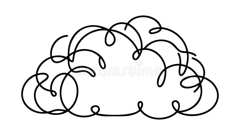 Continuous One Line Drawing. Cloud on White Background. Vector ...