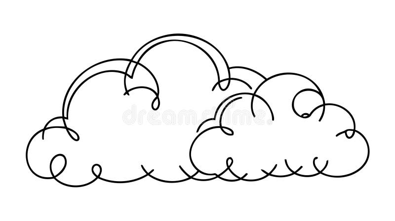 Continuous One Line Drawing. Cloud on White Background. Vector ...