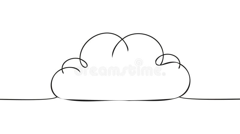 Continuous One Line Drawing. Cloud on White Background Stock ...