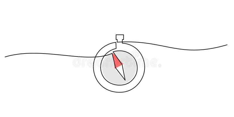 Continuous One Line Drawing of Compass. Depicting an Exploration Tool ...