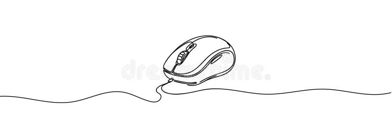 Continuous One Line Drawing of Computer Mouse Icon. Minimalism Drawing ...