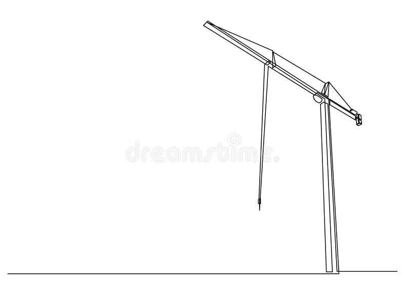 Continuous One Line Drawing of Construction Crane. Vector Illustration ...