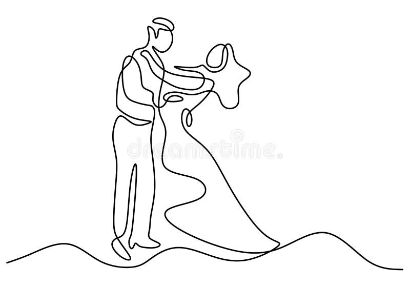 Continuous Line Drawing Dancing Couple Stock Illustrations 145