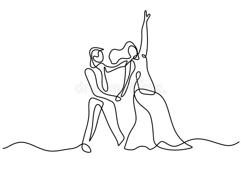 Continuous Line Drawing Dancing Couple Stock Illustrations 145