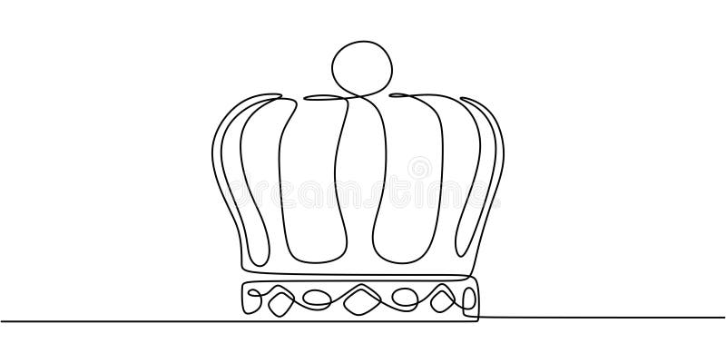 Continuous One Line Drawing of Crown. Symbolizing Royalty with a Simple ...