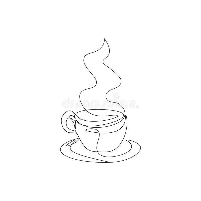 Continuous One Line Drawing of Cup of Coffee Stock Vector ...