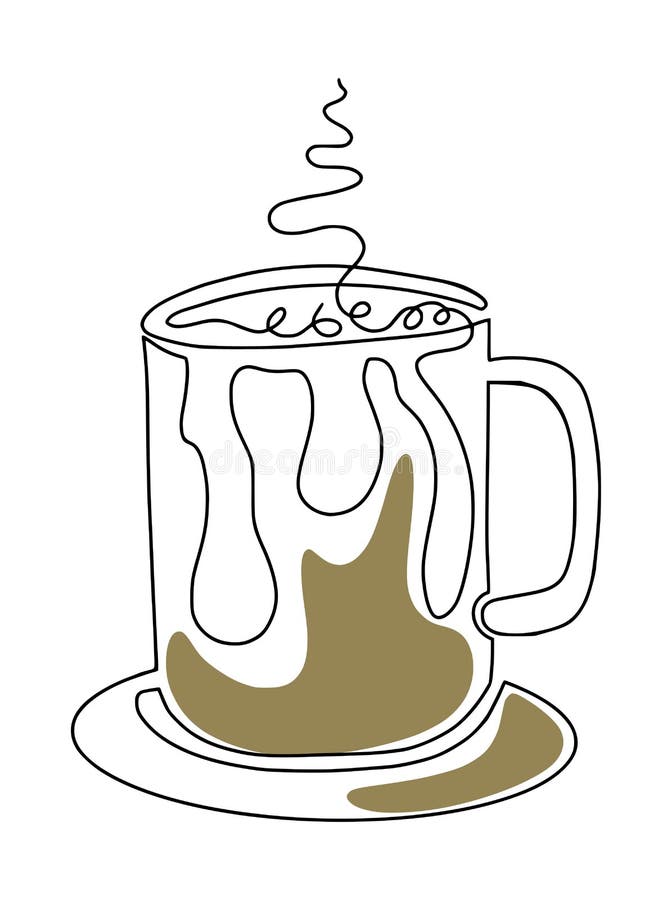 Continuous One Line Drawing of Cup in Color Stock Vector - Illustration ... Continuous One Line Drawing of Cup in Color Stock Vector - Illustration ...