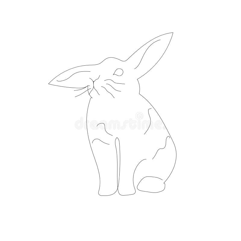 Continuous One Line Drawing . Cute Rabbit Silhouette Stock Vector ...