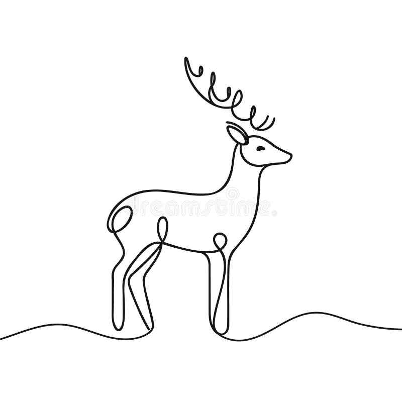 Continuous One Line Drawing of Deer. Impala Logo Stock Vector ...