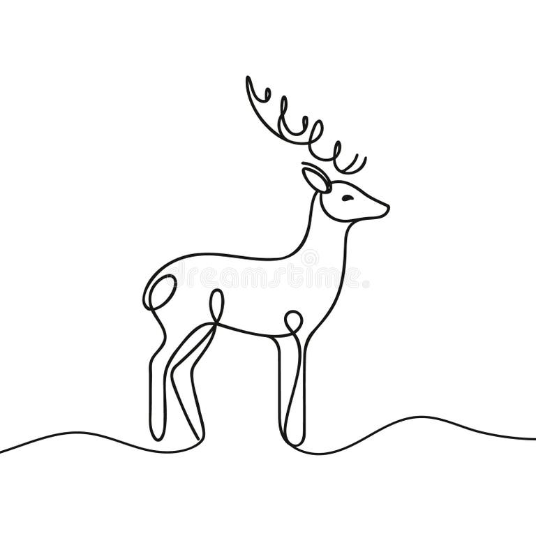 Continuous One Line Drawing of Deer. Impala Logo Stock Vector ...